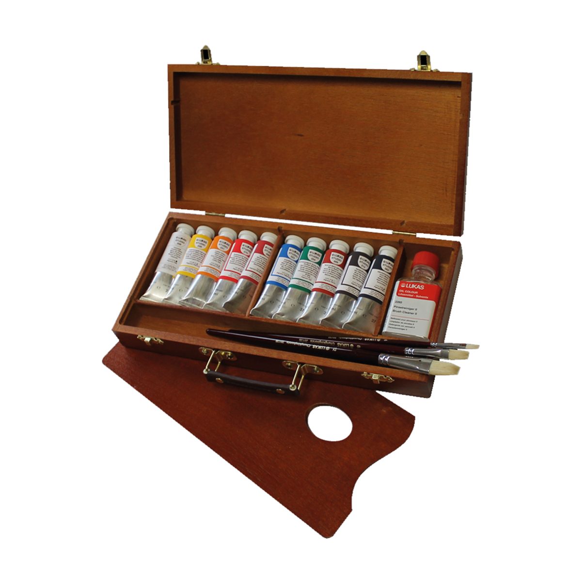 LUKAS Studio Oil Wooden Box 10X37ml + Mediums + Accessories - Lukas
