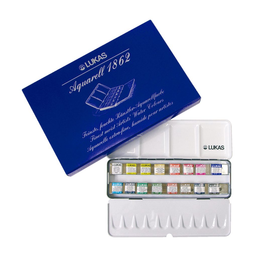 LUKAS 1862 Watercolour Metal Box 15 Half Pan - Lukas